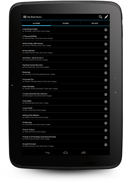 Sheet Music on Android with Musicnotes Sheet Music Viewer for Android