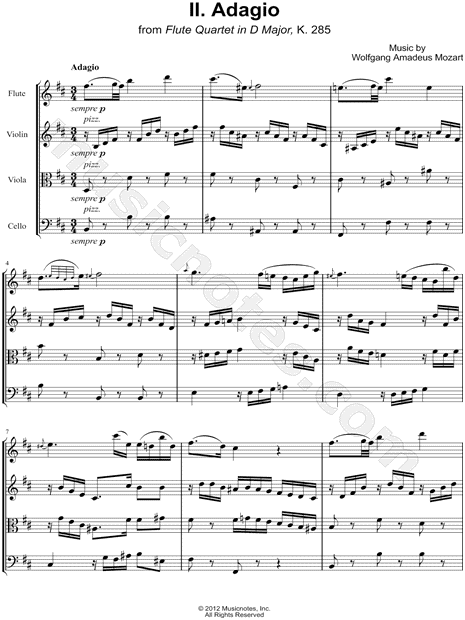 Wolfgang Amadeus Mozart "Flute Quartet in D Major, K. 285: II. Adagio ...