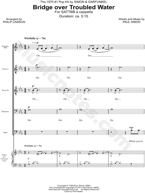 Simon & Garfunkel "Bridge Over Troubled Water" (arr. Philip Lawson ...