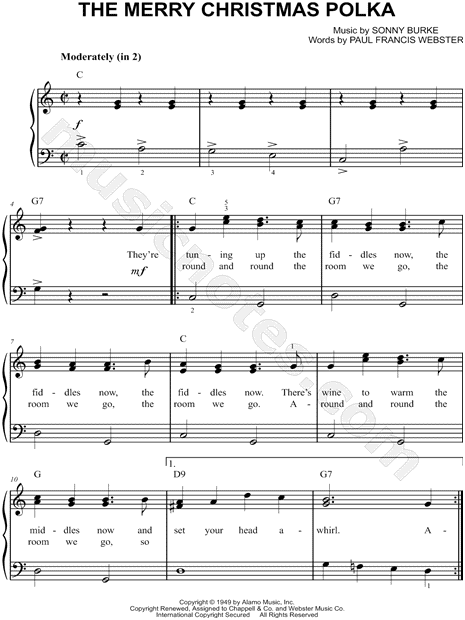Bing Crosby "The Merry Christmas Polka" Sheet Music (Easy Piano) in C ...