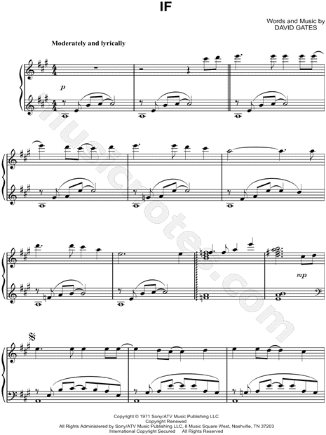 Bread "If" Sheet Music (Piano Solo) in A Major - Download & Print - SKU ...