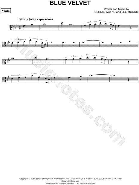 Bobby Vinton "Blue Velvet" Sheet Music in Bb Major - Download & Print ...