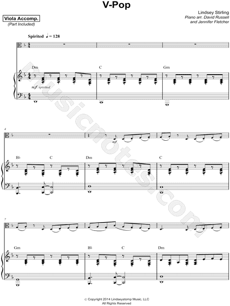 Lindsey Stirling "V-Pop - Viola & Piano" Sheet Music in D Minor ...