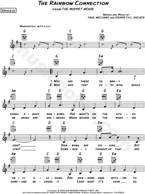 Kermit the Frog "The Rainbow Connection" Sheet Music (Leadsheet) in G ...