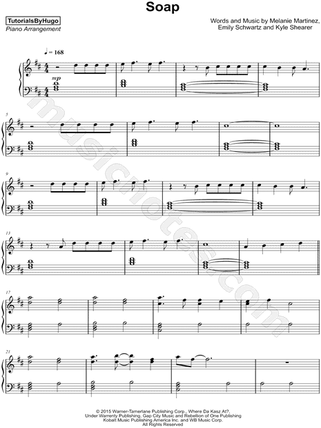TutorialsByHugo "Soap" Sheet Music (Piano Solo) in D Major - Download ...