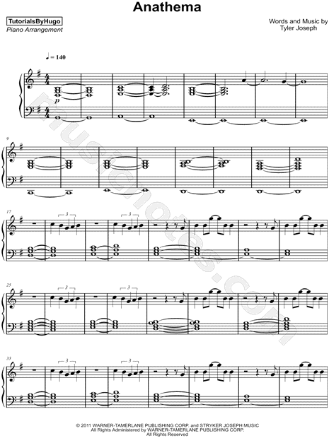 TutorialsByHugo "Anathema" Sheet Music (Piano Solo) in G Major ...
