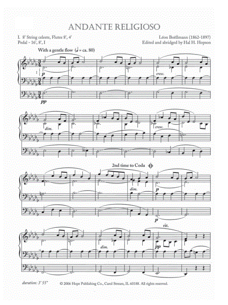 Hal H. Hopson "Andante Religioso" Sheet Music in Db Major - Download ...