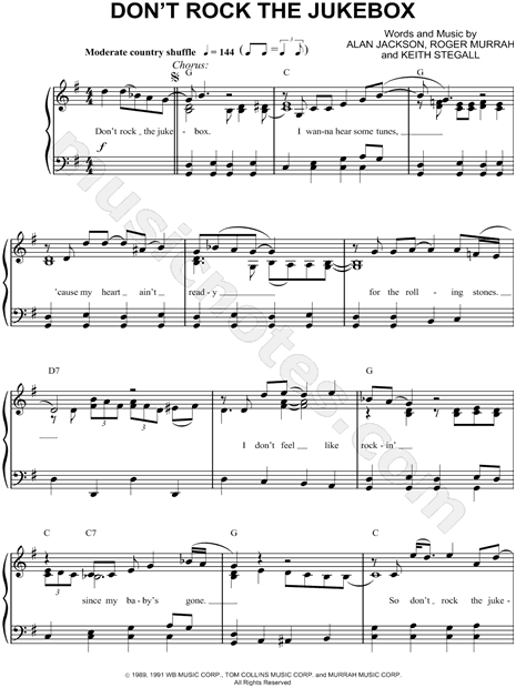 Alan Jackson Dont Rock The Jukebox Sheet Music In G Major Download