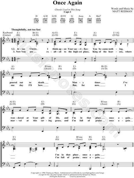 Matt Redman Once Again Sheet Music In Eb Major Transposable
