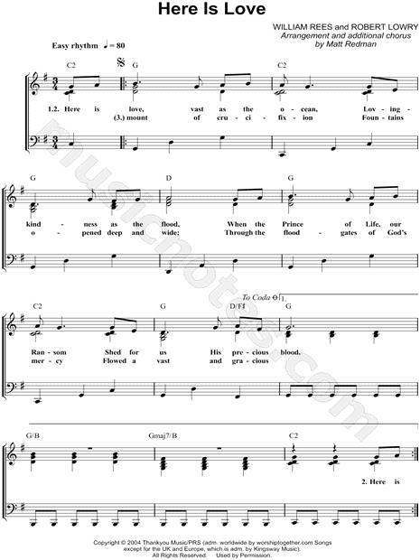Matt Redman Here Is Love Sheet Music Easy Piano In G Major