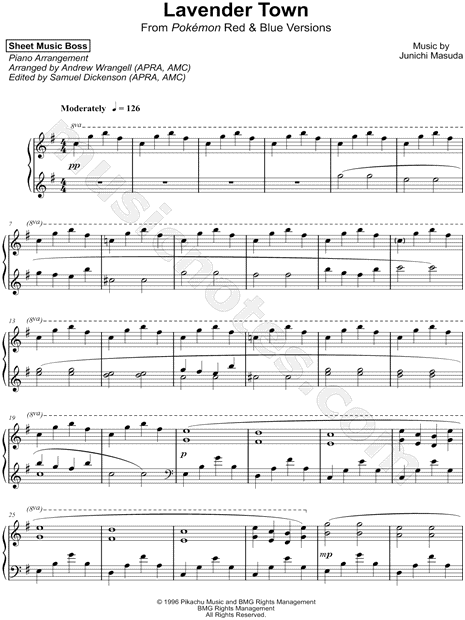 Sheet Music Boss "Lavender Town" Sheet Music (Piano Solo) in G Major ...