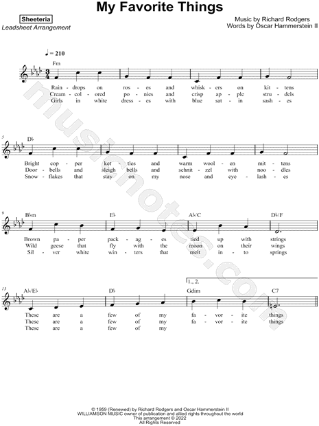 Sheeteria My Favorite Things Sheet Music Leadsheet In F Minor