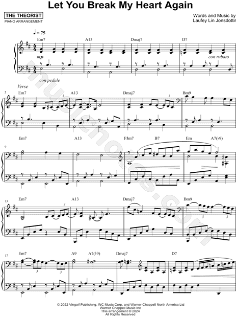 The Theorist Let You Break My Heart Again Sheet Music Piano Solo In D Major Download