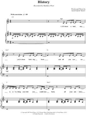 "History" Sheet Music - 1 Arrangement Available Instantly - Musicnotes