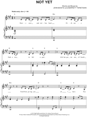 "Not Yet" Sheet Music - 1 Arrangement Available Instantly - Musicnotes