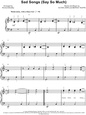 "Sad Songs (Say So Much)" Sheet Music - 4 Arrangements Available ...