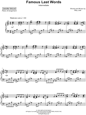 "Famous Last Words" Sheet Music - 3 Arrangements Available Instantly ...