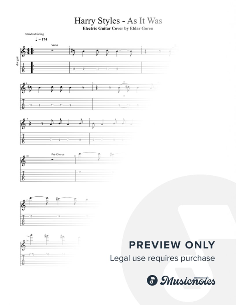 Eldar Goren "As It Was" Sheet Music in F# Minor - Download & Print ...
