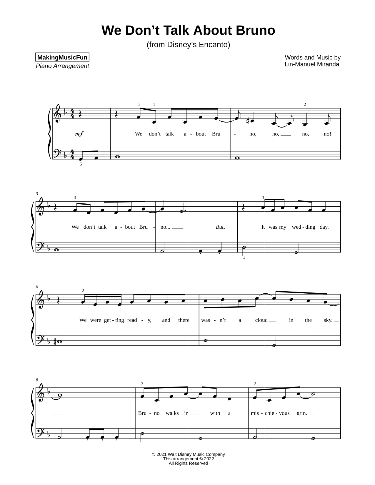 MakingMusicFun "We Don't Talk About Bruno [easy]" Sheet Music (Piano ...