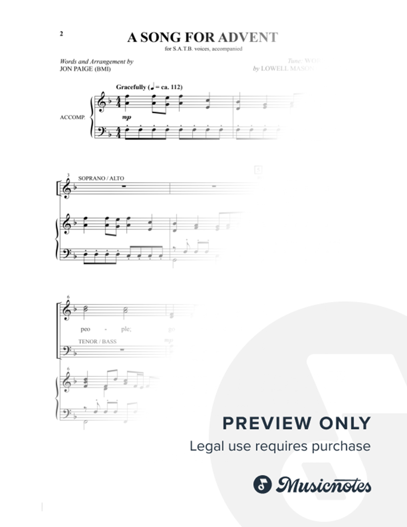 Jon Paige "A Song for Advent" (arr. Jon Paige) SATB Choir + Piano ...