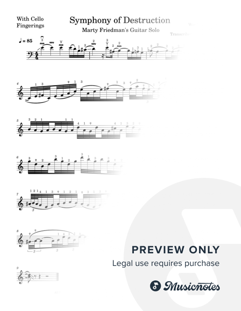 Justin Lepard "Symphony of Destruction" Sheet Music (Cello Solo) in A ...