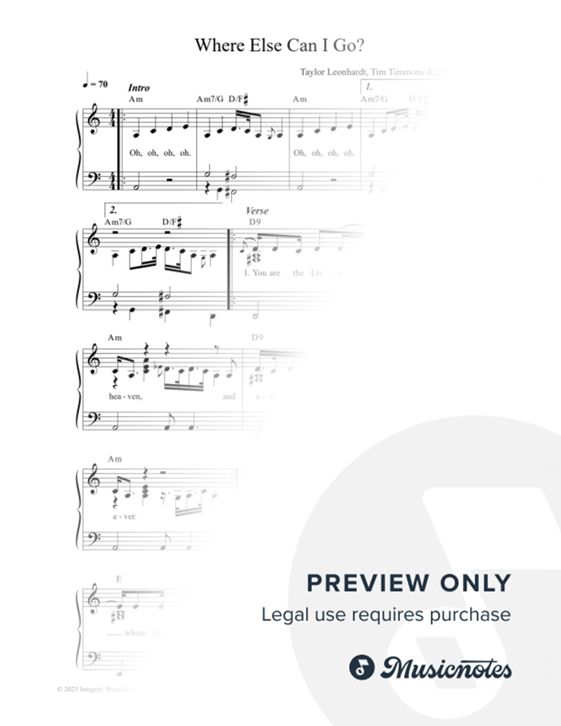 Anchor Hymns "Where Else Can I Go?" Sheet Music in A Minor - Download ...