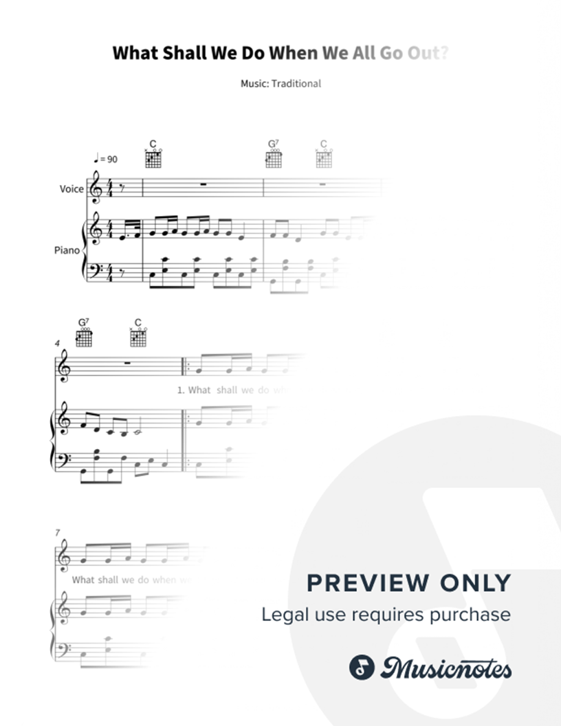 Traditional "What Shall We Do When We All Go Out?" Sheet Music (Piano ...